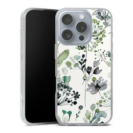 DeinDesign iPhone 16 Pro Handy Silikon H&uuml;lle Case transparent Handyh&uuml;lle Flowers Water Colour Eukalyptus Silikon Case