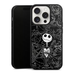 DeinDesign iPhone 15 Pro Handy Gallery Case Handyh&uuml;lle 9H Geh&auml;rtetes Glas R&uuml;ckseite H&uuml;lle Disney Nightmare Before Christmas Halloween Gallery Case