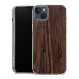 DeinDesign iPhone 14 Plus Handy Silikon H&uuml;lle Case transparent Handyh&uuml;lle Wooden Look Wood Nut Tree Silikon Case