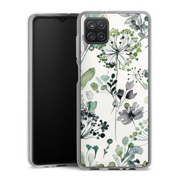 DeinDesign Galaxy A12 Handy Silikon H&uuml;lle Case transparent Handyh&uuml;lle Flowers Eukalyptus Water Colour Silikon Case