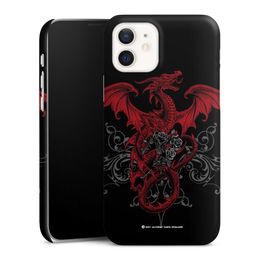 DeinDesign iPhone 12 Handy Premium Case Smartphone Handyh&uuml;lle Schutzh&uuml;lle matt Red Dragon Gothic Premium Case
