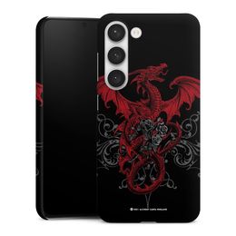 DeinDesign Galaxy S23 Handy Premium Case Smartphone Handyh&uuml;lle Schutzh&uuml;lle matt Red Dragon Gothic Premium Case
