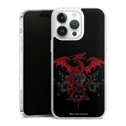 DeinDesign iPhone 14 Pro Max Handy Silikon H&uuml;lle Case transparent Handyh&uuml;lle Red Dragon Gothic Silikon Case