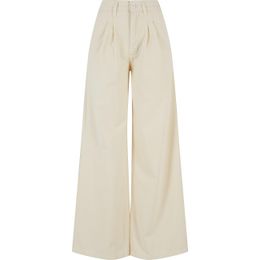 Stoffhose Urban Classics "Urban Classics Damen Ladies Cotton Pants", Damen, Gr. 28, Normalgr&ouml;&szlig;en, sandwei&szlig;, 100% Baumwolle, unifarben, loose fit, Hosen Stoffhose
