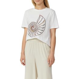 T-Shirt s.Oliver, Damen, Gr. 38, wei&szlig;, Obermaterial: 100% Baumwolle, bedruckt, regular fit taillenbedeckt, Rundhals, Shirts T-Shirt, mit Print
