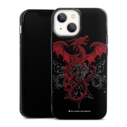 DeinDesign iPhone 13 Mini Handy Slim Case extra d&uuml;nn Silikon Handyh&uuml;lle schwarz H&uuml;lle Red Dragon Gothic Silikon Slim Case