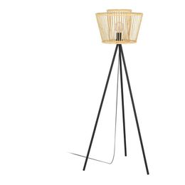 Eglo Stehlampe "HYKEHAM", schwarz (schwarz natur), 1, &Oslash; 38cm H: 129,5cm, 1 Stk., Leuchten, Stehlampe, Holz in Natur, Metall in Schwarz, Standleuchte, E27 Fassung, Stehlampe