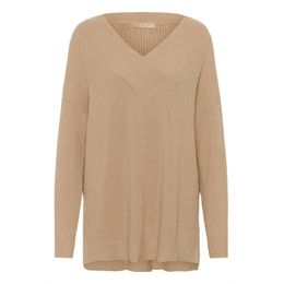 Strickpullover Culture "Strickpullover CUolivia", Damen, Gr. XL, beige (nomad), Obermaterial: 55% Viskose CV. 28% Polyester PES. 17% Polyamid PA., Pullover Strickpullover