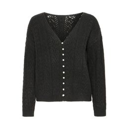 Strickpullover Ichi "Strickpullover IHLIYANNA", Damen, Gr. L, schwarz, Obermaterial: 37% Nylon NY. 30% Polyester PES. 27% Polyacryl PAN. 6% Elasthan EL., Pullover Strickpullover