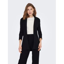 Longblazer Only "ONLAGNETE L/S LOOSE BLAZER TLR", Damen, Gr. XS (34), schwarz, Web, Obermaterial: 95% Polyester, 5% Elasthan, unifarben, loose fit h&uuml;ftbedeckend, tiefer V-Ausschnitt, Blazer Longblazer