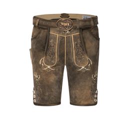 N&uuml;bler Trachtenlederhose N&Uuml;BLER "Lederhose kurz Konrad", Herren, Gr. 48, EURO, braun, Obermaterial: 100% Lammleder LEL., Hosen