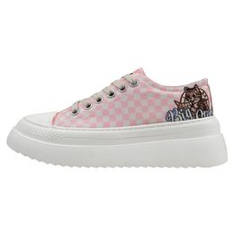 Sneaker DOGO "Freya Low-Top Sneaker Big Steps Cat Damen Sneaker", Damen, Gr. 40, Normalschaft, wei&szlig;, Textil, Schuhe Sneaker, Handgefertigt