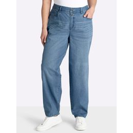 Bequeme Jeans sheego, Damen, Gr. 40, Normalgr&ouml;&szlig;en, blau, bleached, 81% Baumwolle, 17% Polyester, 2% Elasthan, unifarben, lang, Jeans