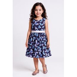 Druckkleid happy girls, M&auml;dchen, Gr. 104, N-Gr, blau (navy), Web, Obermaterial: 100% Baumwolle. Futter: 100% Baumwolle, bedruckt, regular fit knielang, Rundhals, Kleider Druckkleid