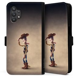 DeinDesign Galaxy A32 5G Handy Klapph&uuml;lle Handyh&uuml;lle aus Kunst Leder schwarz Flip Case Disney Pixar Toy Story Woody Sideflip mit langer Lasche