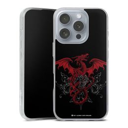 DeinDesign iPhone 16 Pro Handy Silikon H&uuml;lle Case transparent Handyh&uuml;lle Red Dragon Gothic Silikon Case