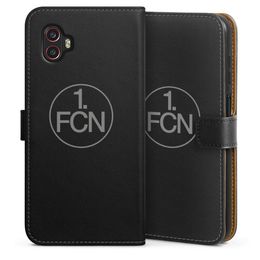 DeinDesign Galaxy XCover 6 Pro Handy Klapph&uuml;lle Handyh&uuml;lle aus Kunst Leder schwarz Flip Case 1. Fc N&uuml;rnberg 1. Fcn Transparent Sideflip mit langer Lasche