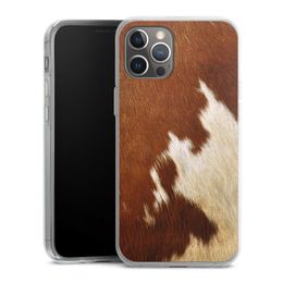 DeinDesign iPhone 12 Pro Max Handy Silikon H&uuml;lle Case transparent Handyh&uuml;lle Fur Cow Animal Look Silikon Case