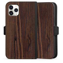 DeinDesign iPhone 11 Pro Handy Klapph&uuml;lle Handyh&uuml;lle aus Kunst Leder schwarz Flip Case Wooden Look Wood Nut Tree Sideflip mit Lasche
