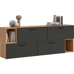 Wohnwand Home Affaire "ENESTE, 6-teilig, in verschiedenen Farben, individuell kombinierbar", artisan eiche nachbildung, basalt grau, B:176cm H:34cm T:97cm, Spanplatte, Kastenm&ouml;bel-Sets, Wohnwand, Stauraumelement, Kombination, Wohnkombination, Schrankwand, Lowboard