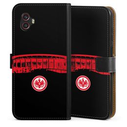 DeinDesign Galaxy XCover 6 Pro Handy Klapph&uuml;lle Handyh&uuml;lle aus Kunst Leder schwarz Flip Case Eintracht Frankfurt Official Licensed Product Stadium Sideflip mit 