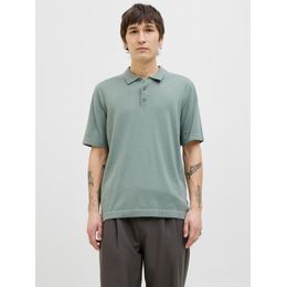 Jack & Jones Kurzarmpullover JACK & JONES "JJEEMIL KNIT RELAXED POLO SS SN", Herren, Gr. XL, gr&uuml;n (iceberg gr&uuml;n), Strick, Obermaterial: 60% Baumwolle, 20% Nylon, 20% Viskose, unifarben, regular fit taillenbedeckt, ohne Ausschnitt, gerader Abschluss, Pullover, mit Polo Kragen