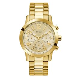 Quarzuhr Guess "PARKER", goldfarben, Armbanduhren, Herren, Quarzuhr, Armbanduhr, Herrenuhr, Edelstahlarmband, analog, Wochentag, Tag