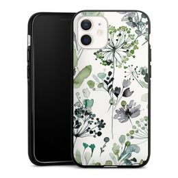 DeinDesign iPhone 12 Handy Silikon H&uuml;lle Case schwarz Handyh&uuml;lle Flowers Water Colour Eukalyptus
