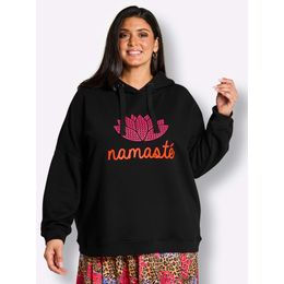 Kapuzensweatshirt, Damen, Gr. 40, schwarz, pink, bedruckt, 100% Baumwolle, bedruckt, gemustert, Sweatshirts