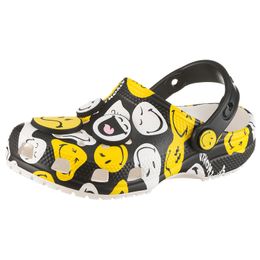 Clog Crocs "Smiley Classic Clog", M&auml;dchen, Gr. 34, multifarben, Croslite&trade;, Schuhe Clog, Hausschuh, Homeslipper mit allover Muster