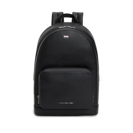 Rucksack Tommy Hilfiger "TH CENTRAL BACKPACK", Herren, Gr. B/H/T: 30cm x 40cm x 13cm, schwarz, Lederimitat, Textil, Rucks&auml;cke Rucksack, Gesch&auml;ftsrucksack, Laptop-Rucksack mit Logoschriftzug