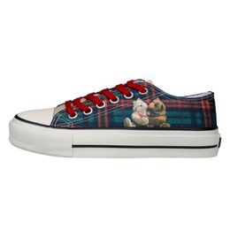 Sneaker DOGO "Liria Low-Top Sneaker Teddy Bear Damen Sneaker", Damen, Gr. 36, Normalschaft, bunt (gr&uuml;n), Textil, Schuhe Sneaker, Handgefertigt