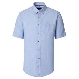 Kurzarmhemd Casamoda "Casamoda Leinenhemd kurzarm uni", Herren, Gr. 6XL, Normalgr&ouml;&szlig;en, blau, 55% Leinen, 45% Baumwolle, unifarben, l&auml;ssig geschnitten, Hemden