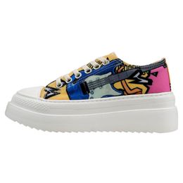 Sneaker DOGO "Freya Low-Top Sneaker Rock On Damen Sneaker", Damen, Gr. 38, Normalschaft, bunt (mehrfarbig), Textil, Schuhe Sneaker, Handgefertigt