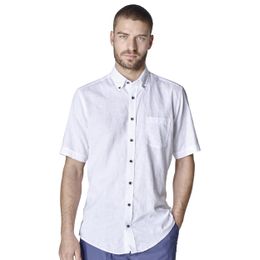 Kurzarmhemd Casamoda "Casamoda Leinenhemd kurzarm uni", Herren, Gr. L, Normalgr&ouml;&szlig;en, wei&szlig;, 55% Leinen, 45% Baumwolle, unifarben, l&auml;ssig geschnitten, Hemden