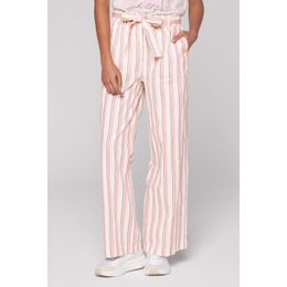 Leinenhose SOCCX, Damen, Gr. L, Normalgr&ouml;&szlig;en, wei&szlig; (ivory stripe), Web, Material: 55% Leinen, 45% Baumwolle, bedruckt, gestreift, weit lang, Hosen, mit Bindeband