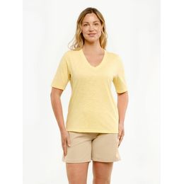 Langarmhemd LIBERT&Eacute; ESSENTIEL "Libert&eacute; Essentiel Shirt ULLA", Damen, Gr. L, Normalgr&ouml;&szlig;en, gelb, Obermaterial: 65% Baumwolle, 35% Polyester - PES, Hemden