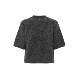 Strickpullover Kaffe "Strickpullover KAemilie", Damen, Gr. L, grau (dunkelgrau melange), Obermaterial: 64% Polyester PES. 18% Polyacryl PAN. 10% Wolle mw. 5% Alpaka WP. 3% Elasthan EL., Pullover Strickpullover