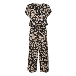 Jumpsuit Kaffe "Overall KAbeathe", Damen, Gr. 44, N-Gr, schwarz (schwarz, sand leo print), Obermaterial: 100% Viskose LENZING ECOVERO CV LenzEcov., Overalls Jumpsuit