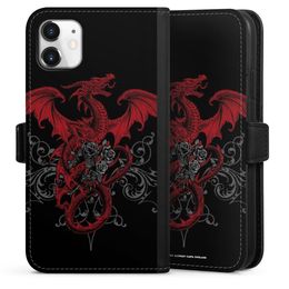 DeinDesign iPhone 11 Handy Klapph&uuml;lle Handyh&uuml;lle aus Kunst Leder schwarz Flip Case Red Dragon Gothic Sideflip mit Lasche
