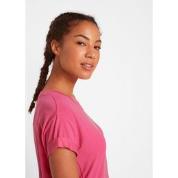 T-Shirt bonprix, Damen, Gr. 44/46 (L), pinklady bedruckt, Jersey, Obermaterial: 64% Polyester, 32% Viskose, 4% Elasthan, bedruckt, unifarben, loose fit Po-bedeckend, Rundhals, Umschlagsaum, Shirts T-Shirt, Loose Fit Passform, Kurzarm, seitliche Prints