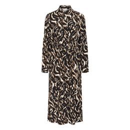 Midikleid Kaffe "Kleid KAmille", Damen, Gr. 34, N-Gr, schwarz (schwarz, braun graphic animal), Obermaterial: 50% Viskose CV. 50% Viskose LENZING ECOVERO CV LenzEcov., Kleider Midikleid