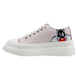 Sneaker DOGO "Freya Low-Top Sneaker Puddy Tat Damen Sneaker", Damen, Gr. 39, Normalschaft, beige, Textil, Schuhe Sneaker, Handgefertigt