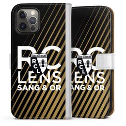 DeinDesign iPhone 12 Pro Max Handy Klapph&uuml;lle Handyh&uuml;lle aus Kunst Leder wei&szlig; Flip Case Racing Club De Lens Rcl Rc Lens Sideflip mit Lasche