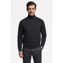 Sweatshirt BOSS Green, Herren, Gr. 4XL, schwarz (dunkelblau402), Sweatware, Obermaterial: 95% Baumwolle, 5% Elasthan, unifarben, regular fit normal, hoch geschlossener Ausschnitt, B&uuml;ndchen, Sweatshirts Sweatshirt, Troyer-Form, Regular Fit, Baumwollmischung