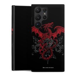 DeinDesign Galaxy S23 Ultra Handy Premium Case Smartphone Handyh&uuml;lle Schutzh&uuml;lle matt Red Dragon Gothic Premium Case