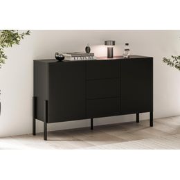 Sideboard OTTO HOME "Jukon, Breite 150 bzw.180 cm, moderne grifflose Kommode", schwarz, B:150cm H:90cm T:40cm, Sideboards, Sideboard, Schubladenschrank 2 T&uuml;ren/3 Schubk&auml;sten, push-to-open-Funktion