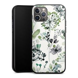 DeinDesign iPhone 12 Pro Handy Silikon H&uuml;lle Case schwarz Handyh&uuml;lle Eukalyptus Water Colour Flowers