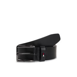Lederg&uuml;rtel Tommy Hilfiger "OLIVIER 3,5 cm breit", Herren, Gr. 11,5, schwarz, Rindsleder, G&uuml;rtel Lederg&uuml;rtel, mit Flag aus Emaille, Breite: 3,5cm
