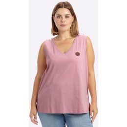 Shirttop sheego, Damen, Gr. 40, hortensie, 100% Baumwolle, unifarben, V-Ausschnitt, Tops Shirttop